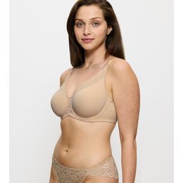 Minimizer-BH Triumph "Amourette W01", Damen, Gr. 80, Cup F, beige (natur), Obermaterial: 68% Polyamid, 32% Elasthan, unifarben, BHs Minimizer-BH, verkleinert die Brust optisch um eine Cup-Gr&ouml;&szlig;e