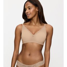 Minimizer-BH Triumph "Amourette N01", Damen, Gr. 80, Cup F, beige (natur), Microtouch, Obermaterial: 75% Polyamid, 25% Elasthan, unifarben, BHs Minimizer-BH, mit Spitzendetails und ohne B&uuml;gel