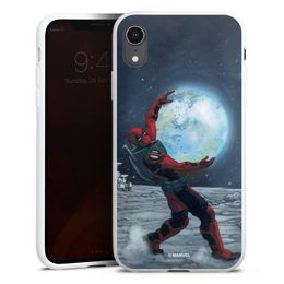 DeinDesign iPhone Xr Handy Silikon H&uuml;lle Case wei&szlig; Handyh&uuml;lle Moon Marvel Deadpool Silikon Case