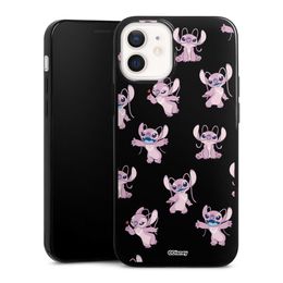 DeinDesign iPhone 12 mini Handy Slim Case extra d&uuml;nn Silikon Handyh&uuml;lle schwarz H&uuml;lle Lilo & Stitch Angel Disney Silikon Slim Case