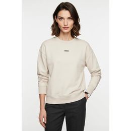 Sweatshirt BOSS Orange "Eteia Premium Damenmode", Damen, Gr. S, open wei&szlig; 119, Strick, Obermaterial: 100% Baumwolle, unifarben, oversize, Rundhals, B&uuml;ndchen, Sweatshirts Sweatshirt, oversized, Rundhals, mit BOSS Logo