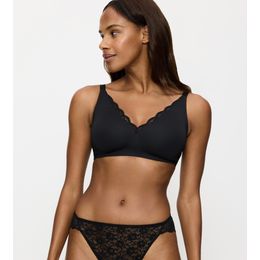 Minimizer-BH Triumph "Amourette N01", Damen, Gr. 85, Cup E, schwarz, Microtouch, Obermaterial: 75% Polyamid, 25% Elasthan, unifarben, BHs Minimizer-BH, mit Spitzendetails und ohne B&uuml;gel