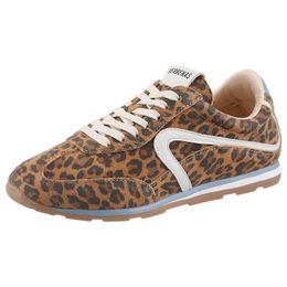 Keilsneaker VERBENAS "JAMAIC LEO SUMMER", Damen, Gr. 36, braun, kombiniert, Veloursleder, kontrastfarbene Details, Basic, Schuhe, Retrosneaker, Schn&uuml;rer, Freizeitschuh im Leo-Look