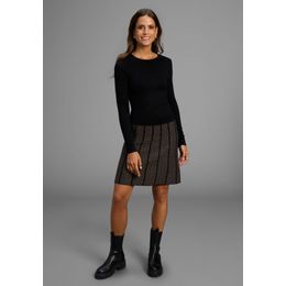 Strickkleid Melrose, Damen, Gr. 34, N-Gr, schwarz, braun, Feinstrick, Obermaterial: 70% Viskose, 30% Polyamid, Jacquardmuster, sehr figurbetont mini, Rundhals, Kleider Strickkleid, f&uuml;r Partys, figurbetont mit trendy Jacquard Muster