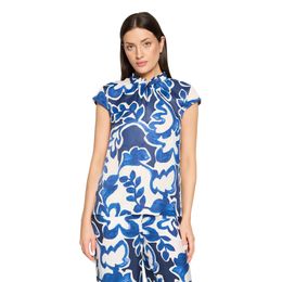 BETTY & CO Schlupfbluse BETTY & CO "Damen kurzarm", Damen, Gr. 38, wei&szlig;, dunkelblau, Obermaterial: 100% Viskose, figurumspielend normal, Blusen Schlupfbluse