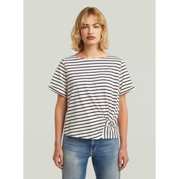 G-Star Raw T-Shirt G-STAR "Striped Knot Top", Damen, Gr. L, milk, deep braun stripe, Obermaterial: 100% Baumwolle, Shirts T-Shirt