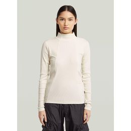 G-Star Raw T-Shirt G-STAR "A Line Slim Rib Mock T-Shirt", Damen, Gr. S, milk, Obermaterial: 94% Baumwolle, 6% Elasthan, Shirts T-Shirt