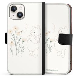 DeinDesign iPhone 14 Handy Klapph&uuml;lle Handyh&uuml;lle aus Kunst Leder schwarz Flip Case Disney Bee Winnie The Pooh Sideflip mit Lasche