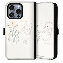 DeinDesign iPhone 16 Pro Max Handy Klapph&uuml;lle Handyh&uuml;lle aus Kunst Leder schwarz Flip Case Disney Bee Winnie The Pooh Sideflip mit Lasche