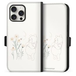 DeinDesign iPhone 15 Pro Max Handy Klapph&uuml;lle Handyh&uuml;lle aus Kunst Leder schwarz Flip Case Disney Bee Winnie The Pooh Sideflip mit Lasche