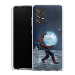 DeinDesign Galaxy A52s 5G Handy Silikon H&uuml;lle Case wei&szlig; Handyh&uuml;lle Deadpool Moon Marvel Silikon Case