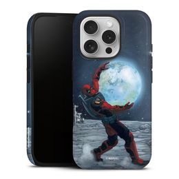 DeinDesign iPhone 16 Pro Handy Panzer Handyh&uuml;lle robuste Outdoor H&uuml;lle Schutzh&uuml;lle gl&auml;nzend Moon Marvel Deadpool Tough Case