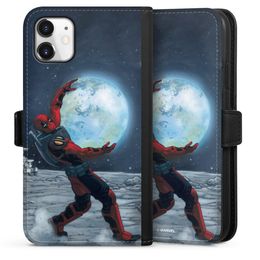 DeinDesign iPhone 11 Handy Klapph&uuml;lle Handyh&uuml;lle aus Kunst Leder schwarz Flip Case Moon Marvel Deadpool Sideflip mit Lasche