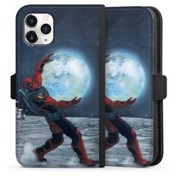 DeinDesign iPhone 11 Pro Handy Klapph&uuml;lle Handyh&uuml;lle aus Kunst Leder schwarz Flip Case Moon Marvel Deadpool Sideflip mit Lasche