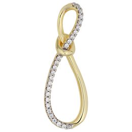 Kettenanh&auml;nger Jobo "Anh&auml;nger Schleife 27 mm", vergoldet, wei&szlig;, Schmuckanh&auml;nger, Damen, Silber 925 (Sterlingsilber), Kettenanh&auml;nger, 925 Silber oder 925 Silber vergoldet
