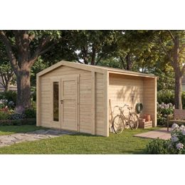 Gartenhaus Weka "Killarney", naturbelassen, ohne Fu&szlig;boden, ohne Dacheindeckung, Massivholz, Gartenh&auml;user, Gartenhaus, Doppelt&uuml;r, 1 1/2 Seite mit Fenster