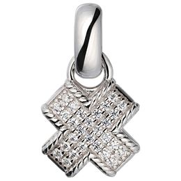 Kettenanh&auml;nger Jobo "Anh&auml;nger gekreuzt 14 mm", silber 925, wei&szlig;, Schmuckanh&auml;nger, Damen, Silber 925 (Sterlingsilber), Kettenanh&auml;nger, 925 Silber rhodiniert oder vergoldet