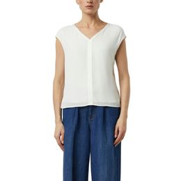 Blusenshirt comma, Damen, Gr. 46, wei&szlig; (ecru), Web, Obermaterial: 93% Viskose, 7% Elasthan, unifarben, normal h&uuml;ftbedeckend, V-Ausschnitt, Shirts Blusenshirt, Sommer-Top mit V-Ausschnitt, &auml;rmellos