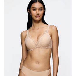 B&uuml;gel-BH Triumph "Body Make-Up Illusion Lace", Damen, Gr. 75, Cup F, beige, Microtouch, Obermaterial: 51% Polyamid, 35% Polyester, 14% Elasthan, leicht gl&auml;nzend, unifarben, BHs B&uuml;gel-BH, mit Stretch-Spitze und Lifting-Effekt