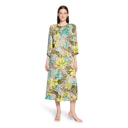 Sommerkleid Betty Barclay "Damen mit Rundhalsausschnitt", Damen, Gr. 46, Normalgr&ouml;&szlig;en, beige, gelb, Obermaterial: 100% Viskose. Besatz: 100% Viskose, figurumspielend lang, Rundhals, Kleider Sommerkleid