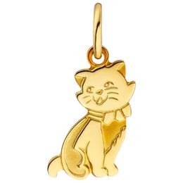 Kettenanh&auml;nger Jobo "Anh&auml;nger Katze 12 mm", gelbgold 333, Schmuckanh&auml;nger, Damen, Silber 925 (Sterlingsilber), Kettenanh&auml;nger, 925 Silber oder 333 Gold