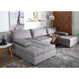 Wohnlandschaft Collection AB "Josy U-Form, B: 307 cm", grau (hellgrau), B:307cm H:41cm T:161cm, 100%Polyester, Sofas, Wohnlandschaft, Bettfunktion & Bettkasten, Federkern