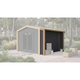 Gartenhaus-Anbaudach Weka "optionale Erweiterung f&uuml;r Gartenhaus Killarney", anthrazit, B:314cm H:211cm T:56cm, Massivholz, Gartenhaus-Anbaud&auml;cher