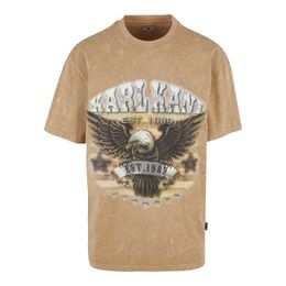 T-Shirt Karl Kani "Karl Kani Herren KM241-058-2 KK Small Signature Washed Eagle Tee", Damen, Gr. M, sand, 100% Baumwolle, bedruckt, oversize, Rundhals, Shirts T-Shirt