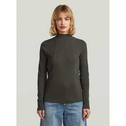G-Star Raw T-Shirt G-STAR "A Line Slim Rib Mock T-Shirt", Damen, Gr. XS, asfalt, Obermaterial: 94% Baumwolle, 6% Elasthan, Shirts T-Shirt