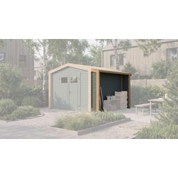 Gartenhaus-Anbaudach Weka "optionale Erweiterung f&uuml;r Gartenhaus Killarney", gr&uuml;ngrau, eiche hell, B:314cm H:211cm T:56cm, Massivholz, Gartenhaus-Anbaud&auml;cher