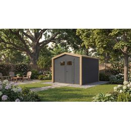 Gartenhaus Weka "Killarney", anthrazit, eiche hell, ohne Fu&szlig;boden, ohne Dacheindeckung, Massivholz, Gartenh&auml;user, Gartenhaus, Doppelt&uuml;r, 1/4 verglast