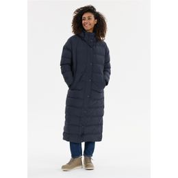 Steppmantel WHISTLER "JOANA", Damen, Gr. 42, dunkelblau, 100% Polyester, kariert, unifarben, lang, hoch geschlossener Ausschnitt, M&auml;ntel Steppmantel, im angesagten gro&szlig;formatigem Style