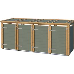 M&uuml;lltonnenbox Weka "Killarney", gr&uuml;ngrau eiche hell, B:300cm H:127cm T:92cm, Massivholz, Aufbewahrungsboxen, Metall pulverbeschichtet, f&uuml;r 4 M&uuml;lltonnen, BxTxH: 300x92x127 cm
