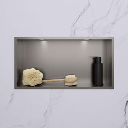 Viverso x wall Edelstahl-Wandnische B: 600 H: 300 mm, mit Slim-Rahmen und LED-Beleuchtung, VU9901BS,