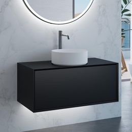 neoro n60 Unterschrank B: 100 cm mit 1 Auszug, waschtisch &Oslash; 40 cm wei&szlig; matt,, BN0108WM+BN0756BM,