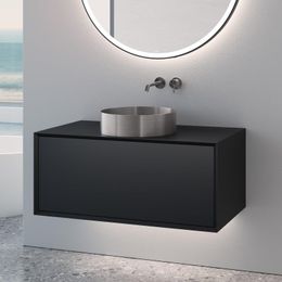 neoro n60 Unterschrank B: 100 cm mit 1 Auszug, Waschtisch edelstahl geb&uuml;rstet,, BN0734BS+BN0756BM,