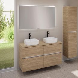 evineo ineo5 evo Unterschrank B: 120 cm mit 4 Ausz&uuml;gen, 2 ineo7 Waschtische B: 37,5 cm wei&szlig;, mit ineo Lichtspiegel,,