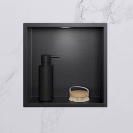 Viverso x wall Edelstahl-Wandnische B: 300 H: 300 mm, mit Slim-Rahmen und LED-Beleuchtung, VU9900BB,