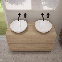 evineo ineo5 evo Unterschrank B: 120 cm mit 4 Ausz&uuml;gen, 2 ineo6 Waschtische &Oslash; 41,5 cm wei&szlig;,, BE0960OA+BE0965OA+2#BE0936WH,