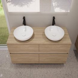 evineo ineo5 evo Unterschrank B: 120 cm mit 4 Ausz&uuml;gen, 2 ineo3 Waschtische &Oslash; 37 cm wei&szlig;,, BE0960OA+BE0965OA+2#BE0931WH,