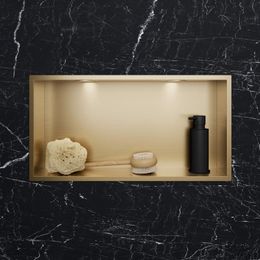 Viverso x wall Edelstahl-Wandnische B: 600 H: 300 mm, mit Slim-Rahmen und LED-Beleuchtung, VU9901BG,
