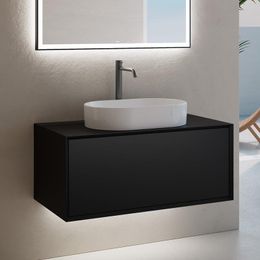 neoro n60 Unterschrank B: 100 cm mit 1 Auszug, Waschtisch wei&szlig;,, BN0928WH+BN0756BM,