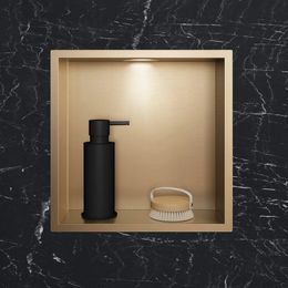 Viverso x wall Edelstahl-Wandnische B: 300 H: 300 mm, mit Slim-Rahmen und LED-Beleuchtung, VU9900BG,