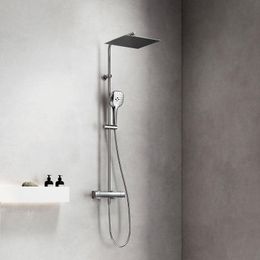 Fortis Spa flat 300 XXL Duschsystem mit Thermostat, 3-Strahl-Handbrause Push und Metall-Kopfbrause extraflach, 1070056PC,