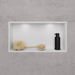 Viverso x wall Edelstahl-Wandnische B: 600 H: 300 mm, mit Slim-Rahmen und LED-Beleuchtung, VU9901MW,