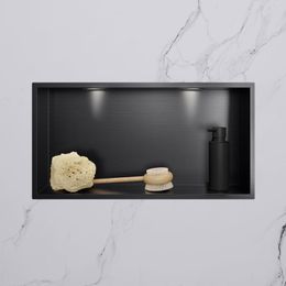 Viverso x wall Edelstahl-Wandnische B: 600 H: 300 mm, mit Slim-Rahmen und LED-Beleuchtung, VU9901BB,