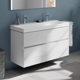 Geberit Xeno&sup2; Doppelwaschtisch, evineo ineo5 evo Unterschrank B: 120 cm, 2 Ausz&uuml;ge, mit Griffmulde,, 500550011+BE0979WM,