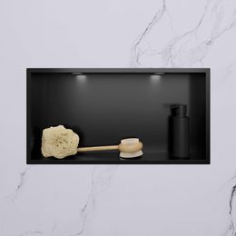 Viverso x wall Edelstahl-Wandnische B: 600 H: 300 mm, mit Slim-Rahmen und LED-Beleuchtung, VU9901MB,