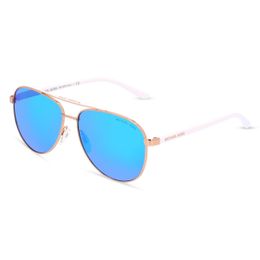 Michael Kors MK5007 HVAR | Damen-Sonnenbrille | Fassung: Vollrand, Pilot, Metall, Gold Wei&szlig; | Glasfarbe: Blau Spiegel Blau