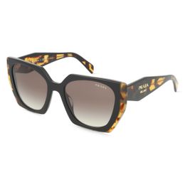 Prada PR 15WS | Damen-Sonnenbrille | Fassung: Vollrand, Eckig, Acetat, Schwarz Braun | Glasfarbe: Grau Verlaufend